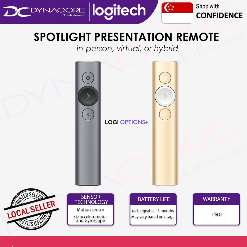 LOGITECH Spotlight Advanced Wireless Presentation Remote - Slate / Gold (1YR WARRANTY) | Shopee ...