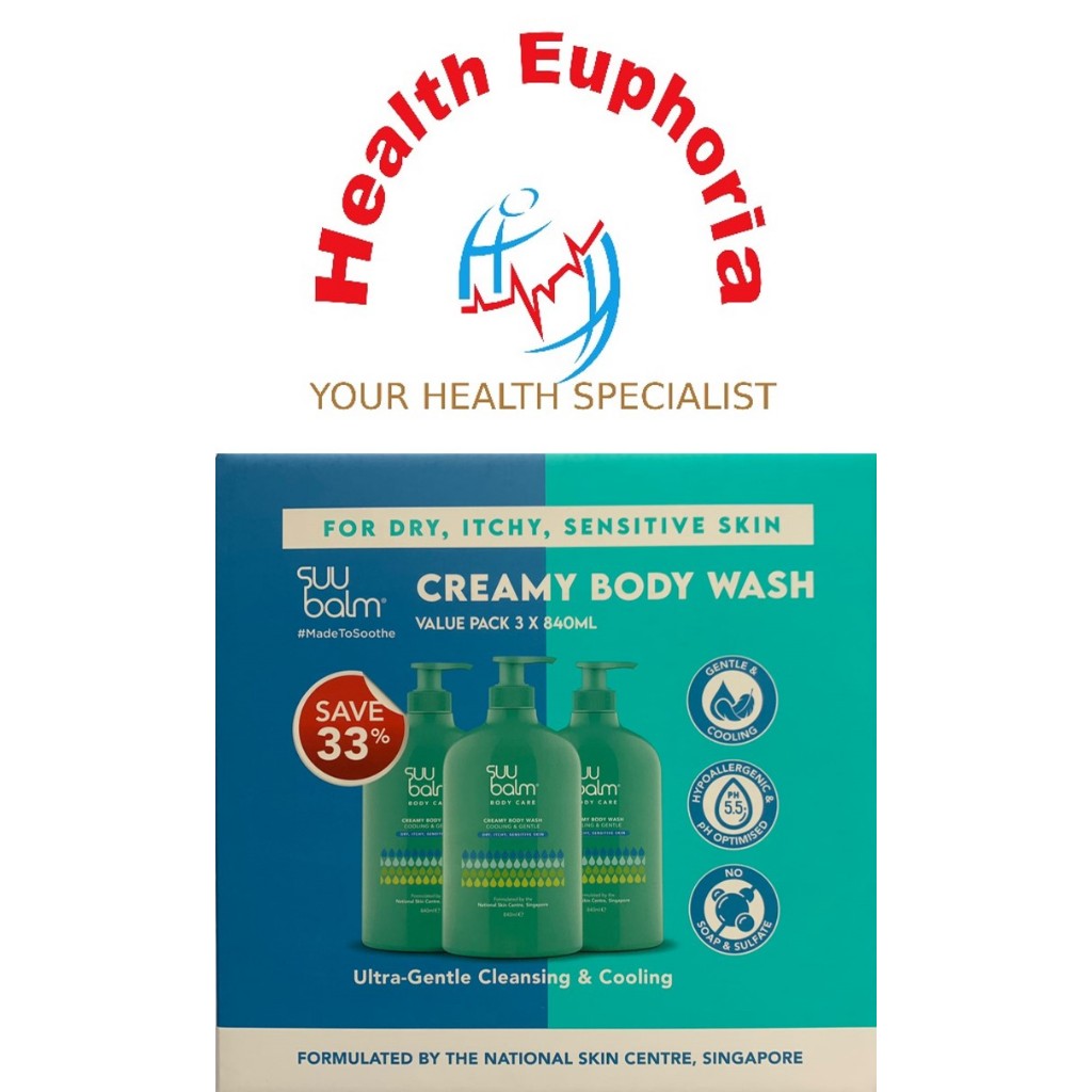 (BUNDLE OF 3) Suu Balm Dual Cooling & Moisturising Cream Body Wash ...