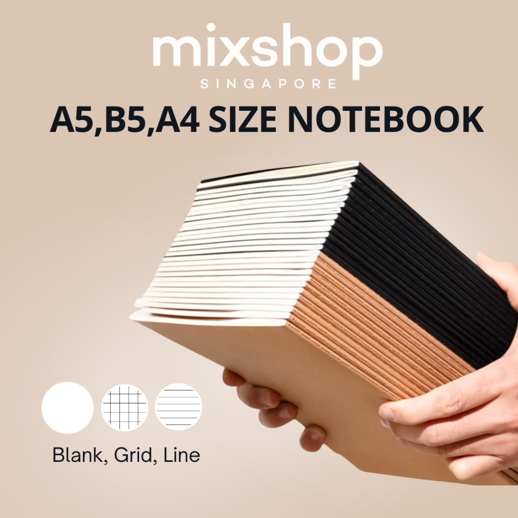 mixshop A5, B5, A4 Notebook, Exercise Book, Lined, Grid, Blank, 80-GSM ...