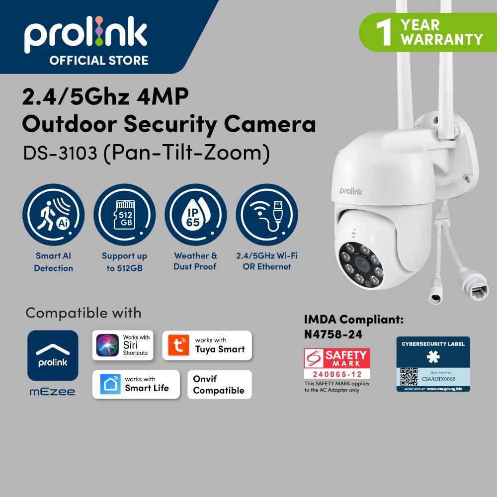 [Wi-Fi or LAN Connection] Prolink 4MP 5GHz Indoor Outdoor Warehouse ...
