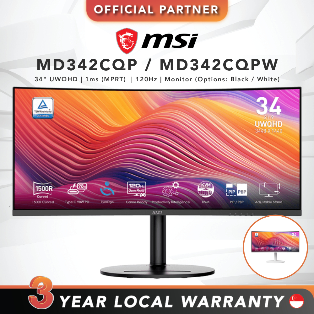 [FAST SHIP] MSI Modern MD342CQPW / MD342CQP | 34" UWQHD | 1ms (MPRT ...