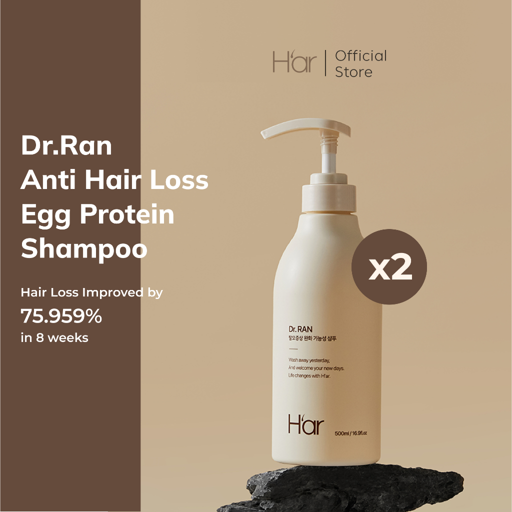 [1+1] H'ar Dr. Ran Black egg Protein Hair loss care Shampoo [ 500ml ] | Egg Biotin & protein ...