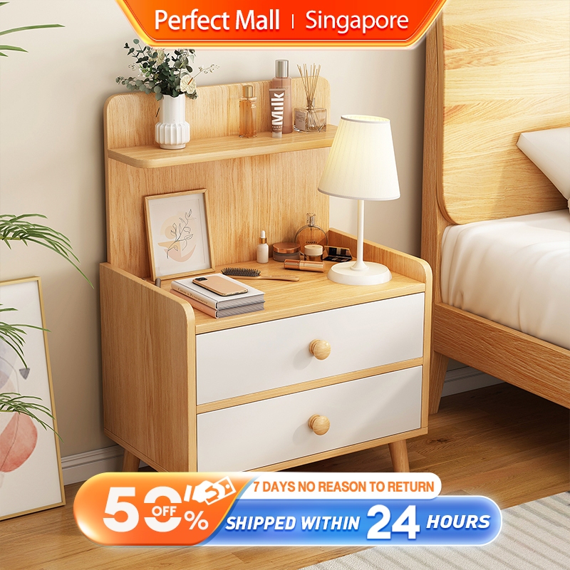 PM Wooden Bedside Table Bedside Cabinet With Drawer Storage Cabinet ...