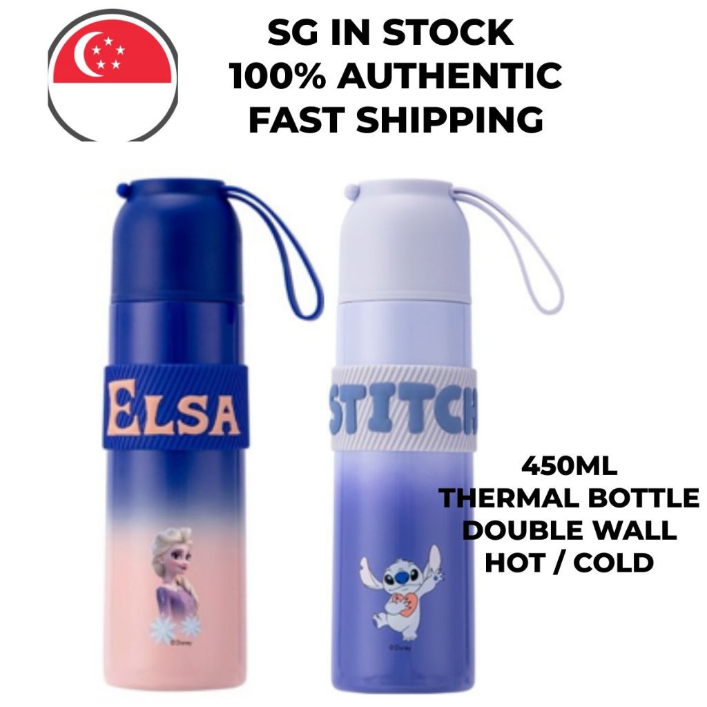 Disney Frozen Elsa Stitch Thermal Flask Double Wall Insulated Hot Cold ...