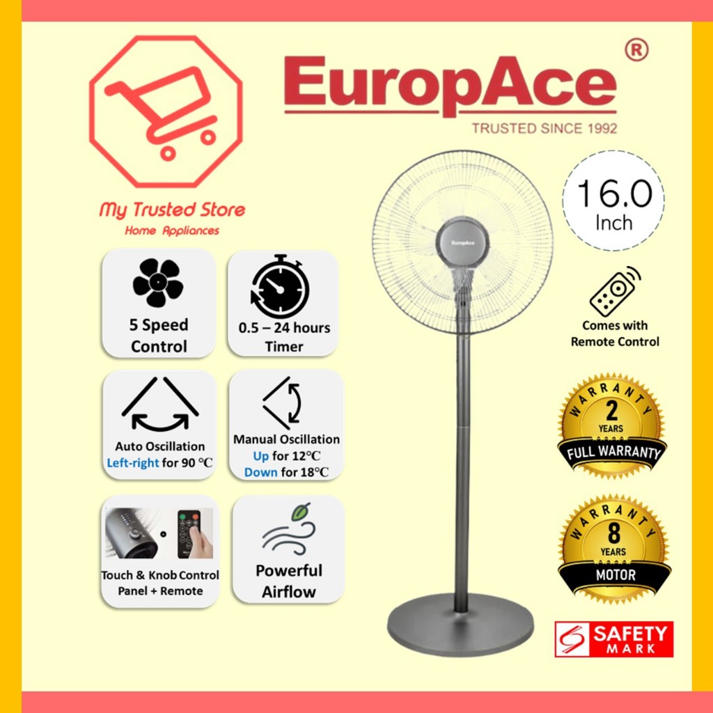 EuropAce 16" DC Stand Fan with Remote ESF5165EDCR | Shopee Singapore