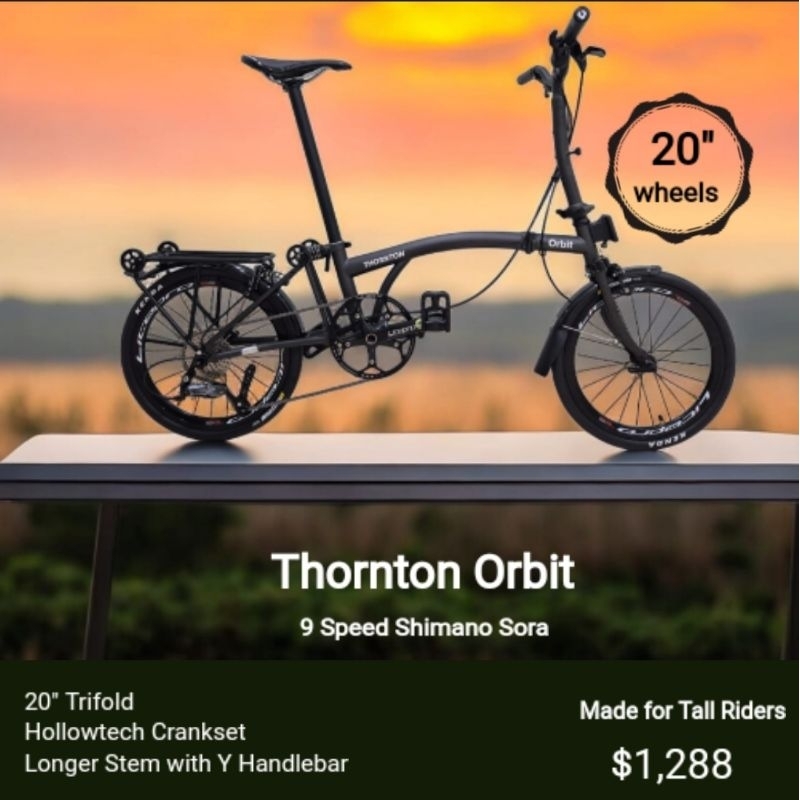 🇸🇬 Thornton Orbit | 20" Trifold | For Tall Riders | 9 Speed Shimano ...