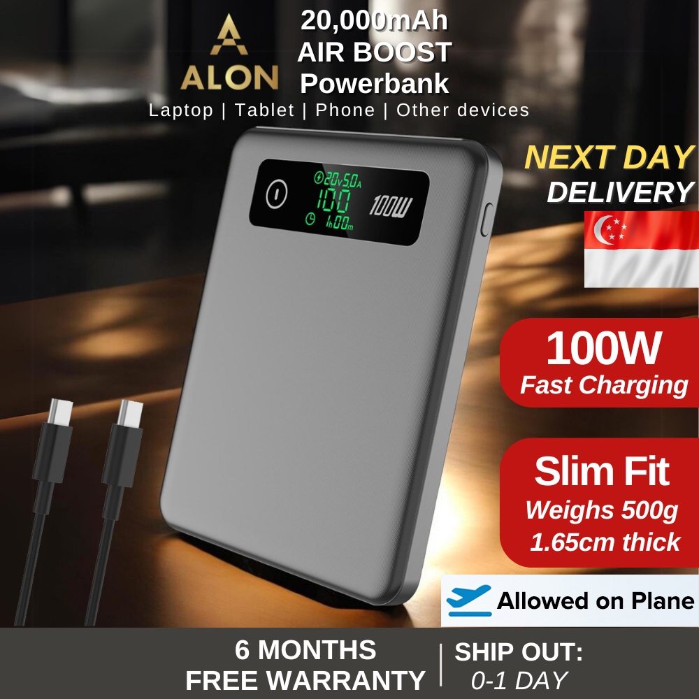 (SG) ALON AIR BOOST 20000mAh PD 100W Laptop Powerbank (Black) – Ultra ...