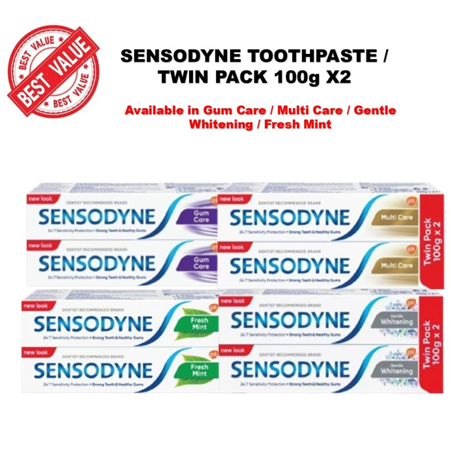 Sensodyne Toothpaste Twin Pack 100g x2 - Fresh Mint/Gum Care/Multi Care ...