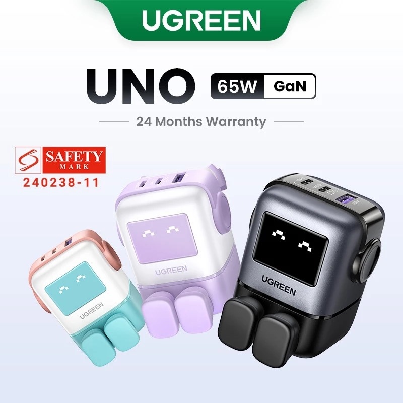 UGREEN UNO RobotGaN 65W 3 Ports USB C USB A Fast Charger | Shopee Singapore