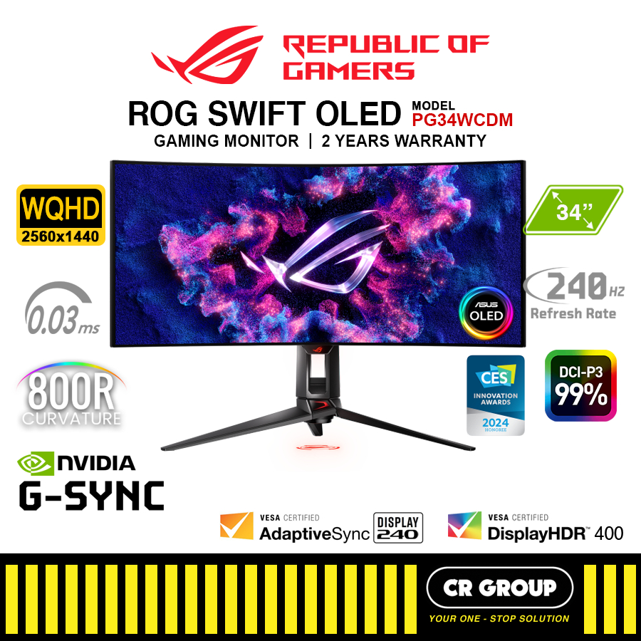 ASUS ROG Swift OLED PG34WCDM 34-inch 240 Hz 800R Curved OLED Gaming ...