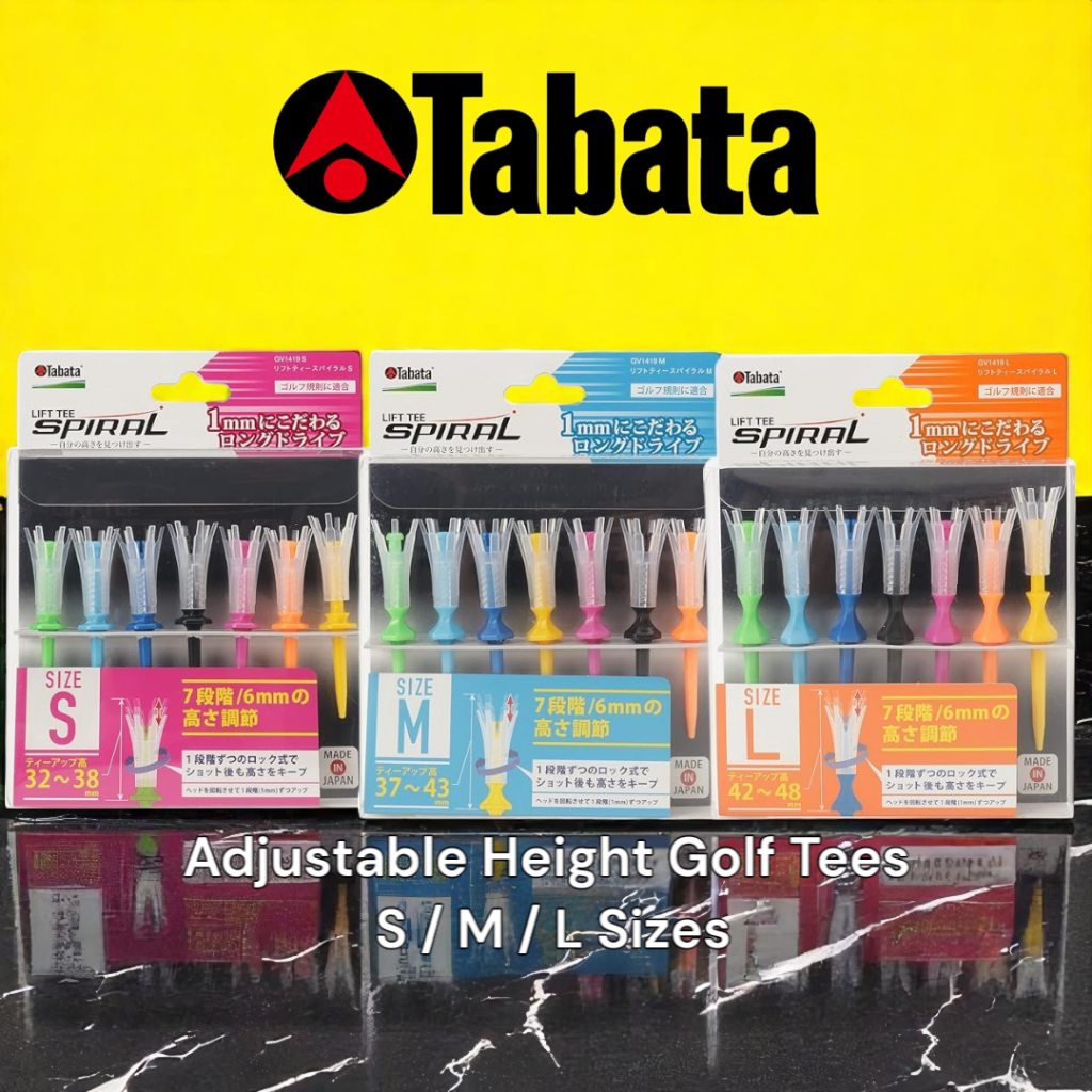 Tabata Adjustable Height Golf Tees - Spiral Design, Available in S, M ...