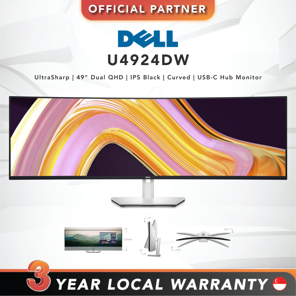 Dell UltraSharp U4924DW | 49" Dual QHD | IPS Black | Curved | USB-C Hub ...