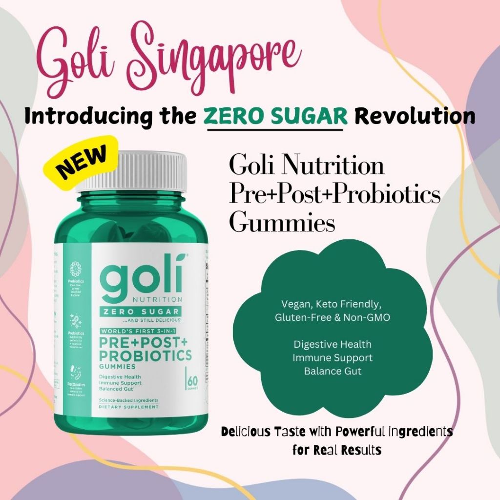 NEW Goli Nutrition Zero Sugar Pre+Post+Probiotics Gummies 60 Pieces ...