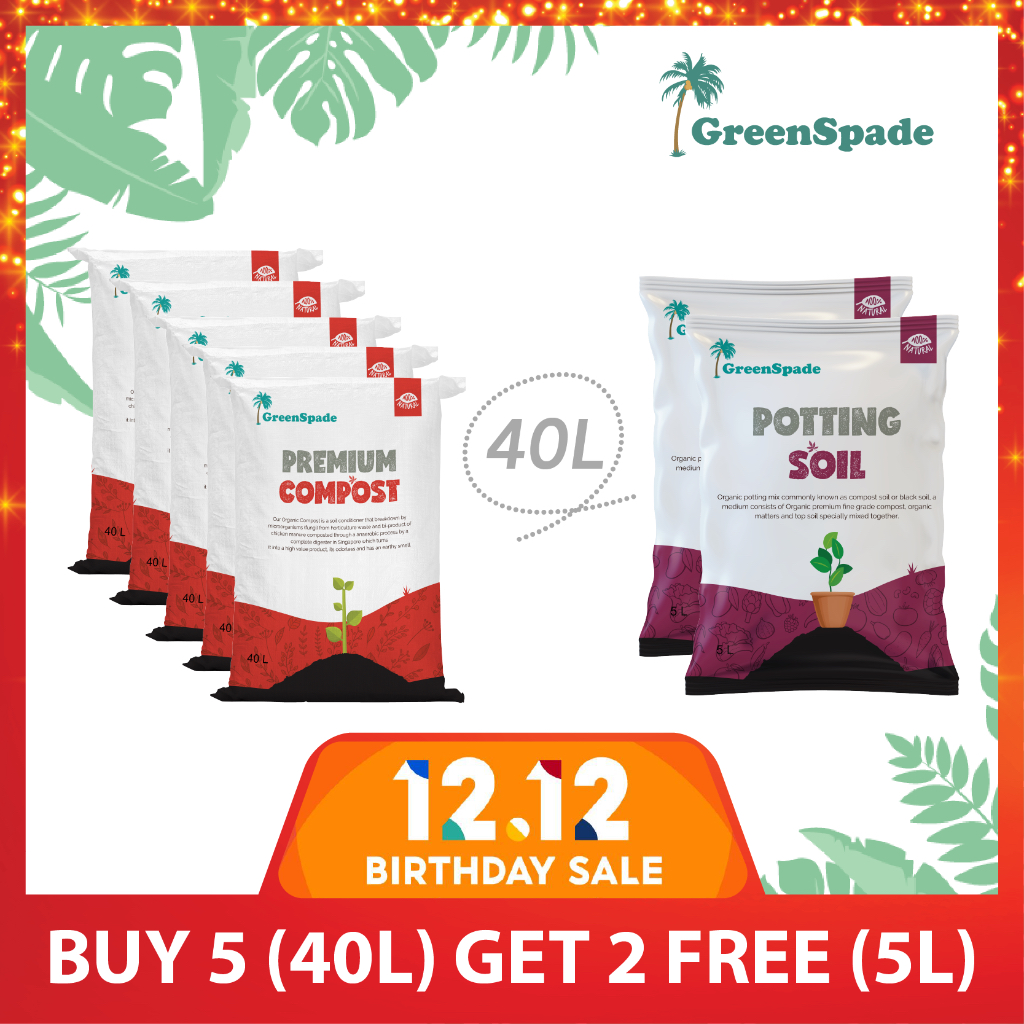 [12.12 BUY 5, GET 2 FREE] 5x Compost 40L + 2x Soil 5L | Shopee Singapore