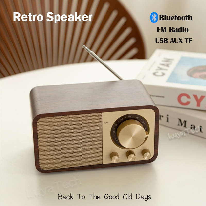Retro Bluetooth Speaker FM Radio with AUX TF Card USB Connection ...