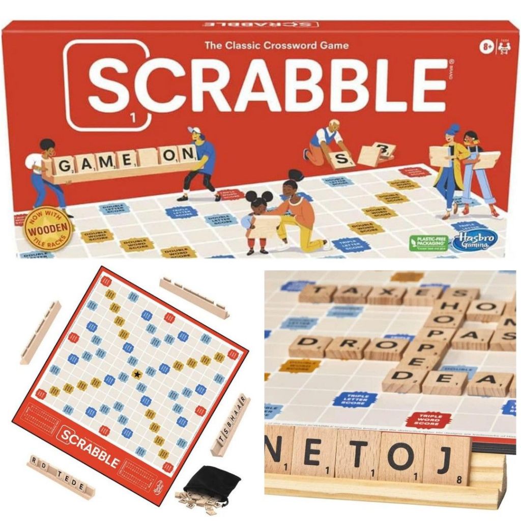 Scrabble Board Game Classic Wooden Word Game for Kids 8yo and Up Fun ...
