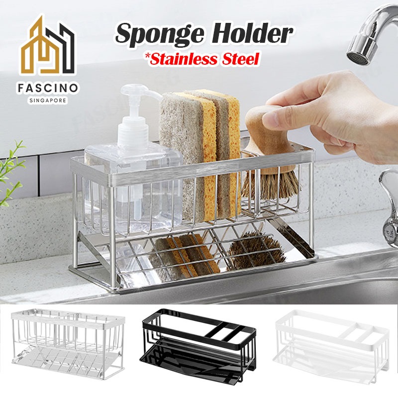 【SG】Japanese Style Sponge Holder Stainless Steel Drainer Kitchen Racks ...