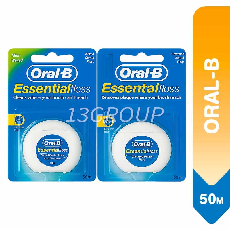 Oral-B Essential Dental Floss Waxed Mint / Unwaxed, 50M | Shopee Singapore