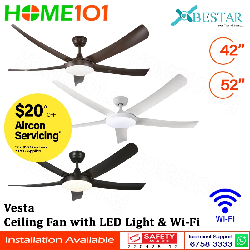 ($1 REPLACEMENT) Bestar Ceiling Fan with LED Light & Wi-Fi 42"/52 ...