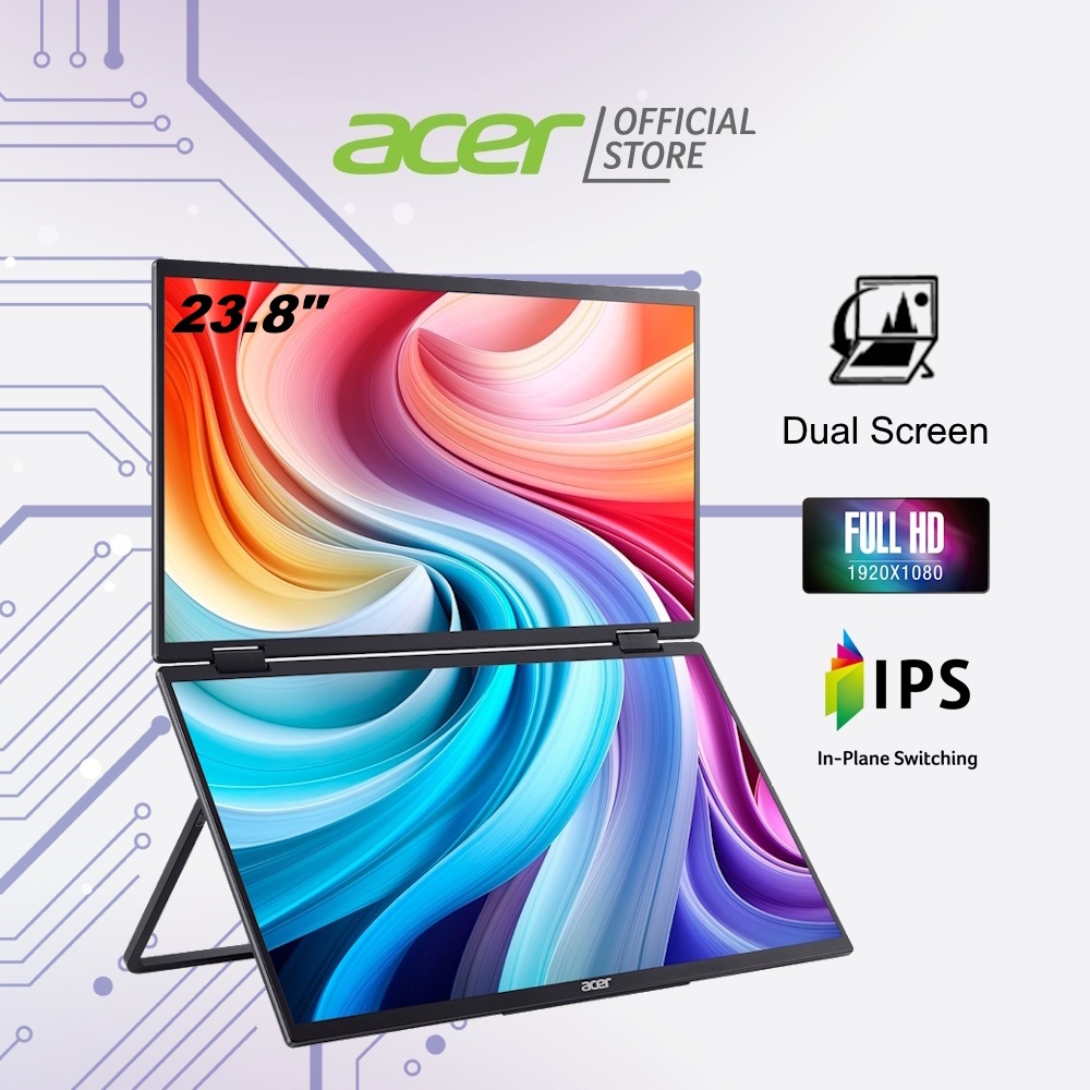 [New Launch 23.8" Portable Dual Monitor] Acer PD243Y E 2x 23.8-Inch FHD ...