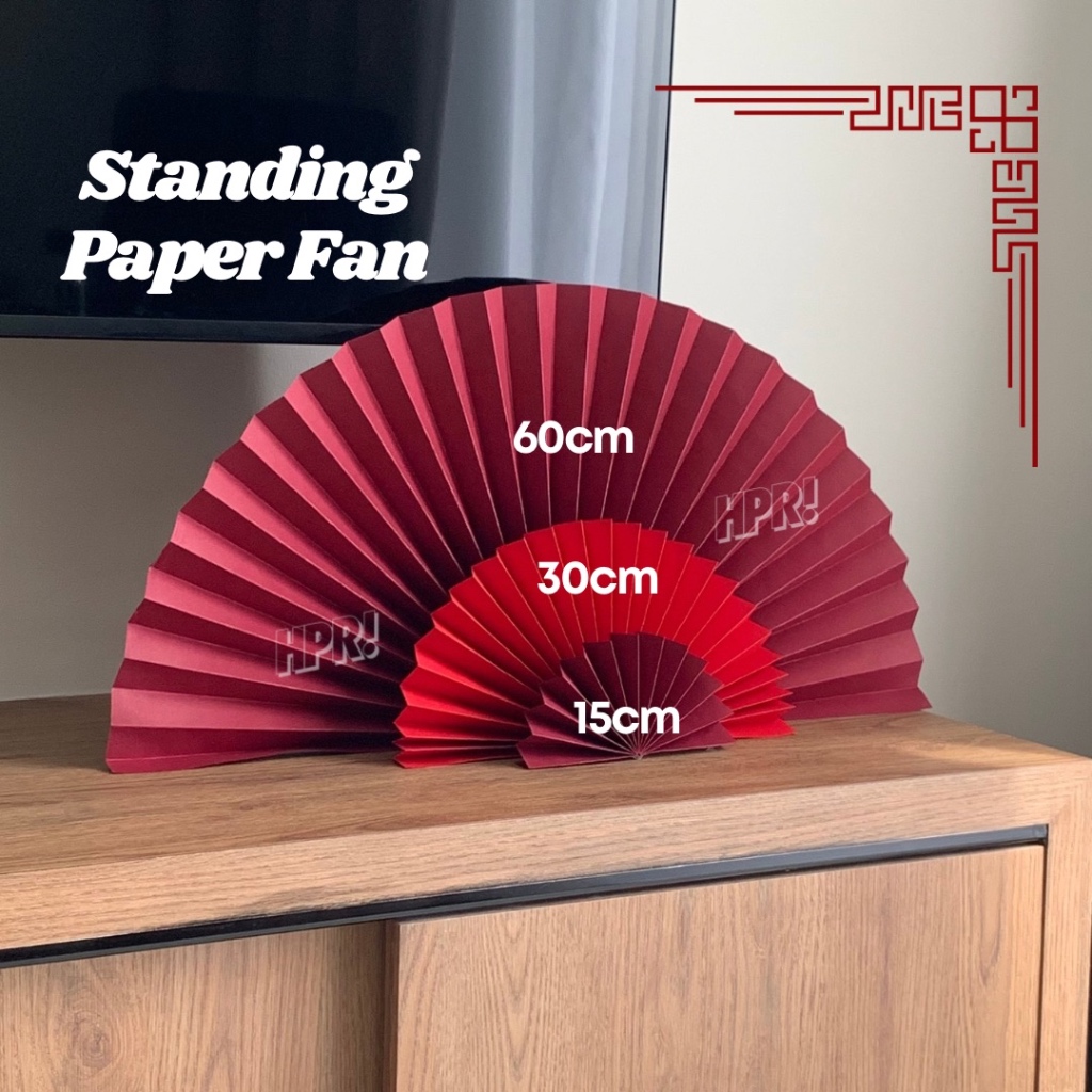 Standing Paper Fan for Chinese New Year Decorations on Table (15cm/30cm ...
