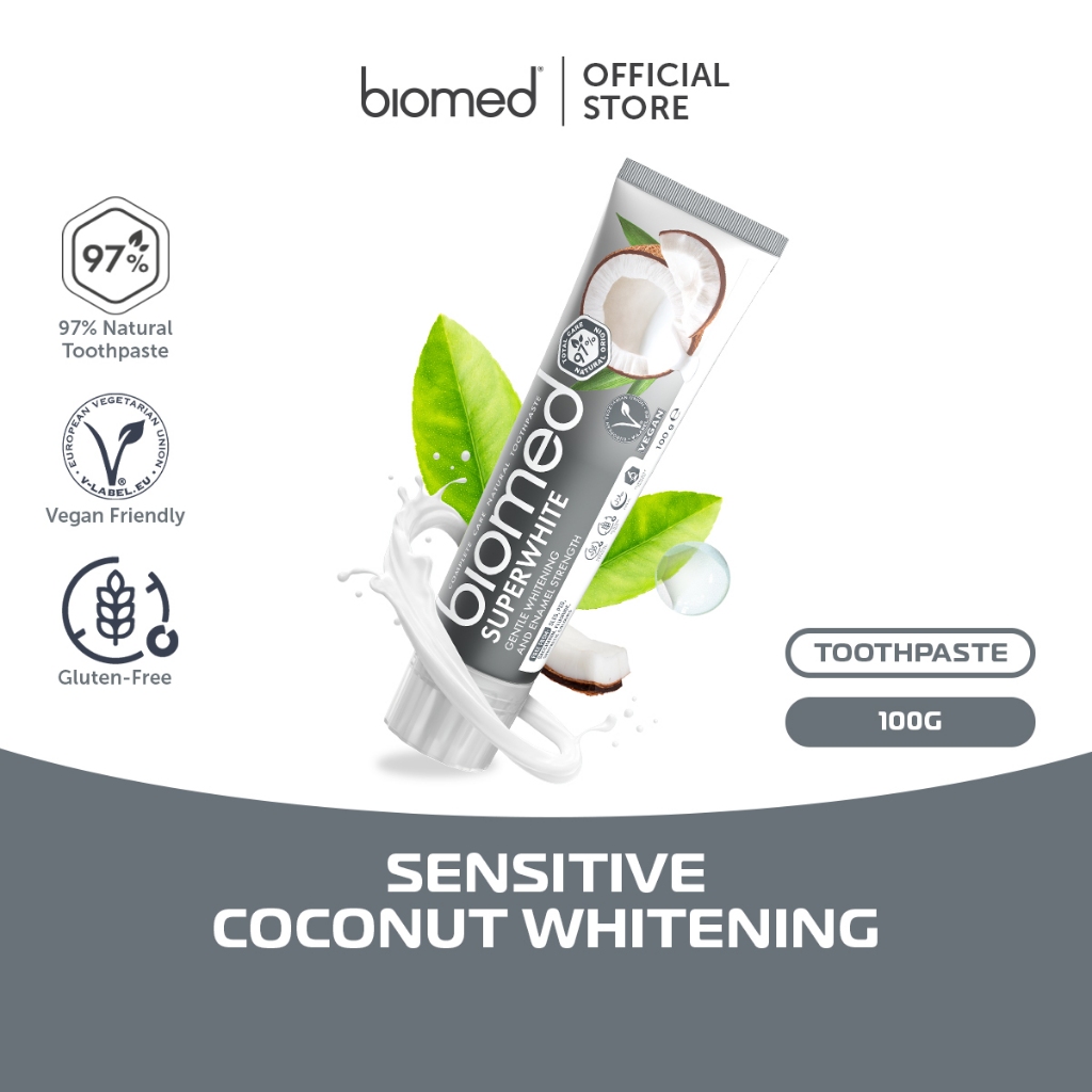 BIOMED Natural Toothpaste SUPERWHITE For Sensitive Whitening, Fluoride ...