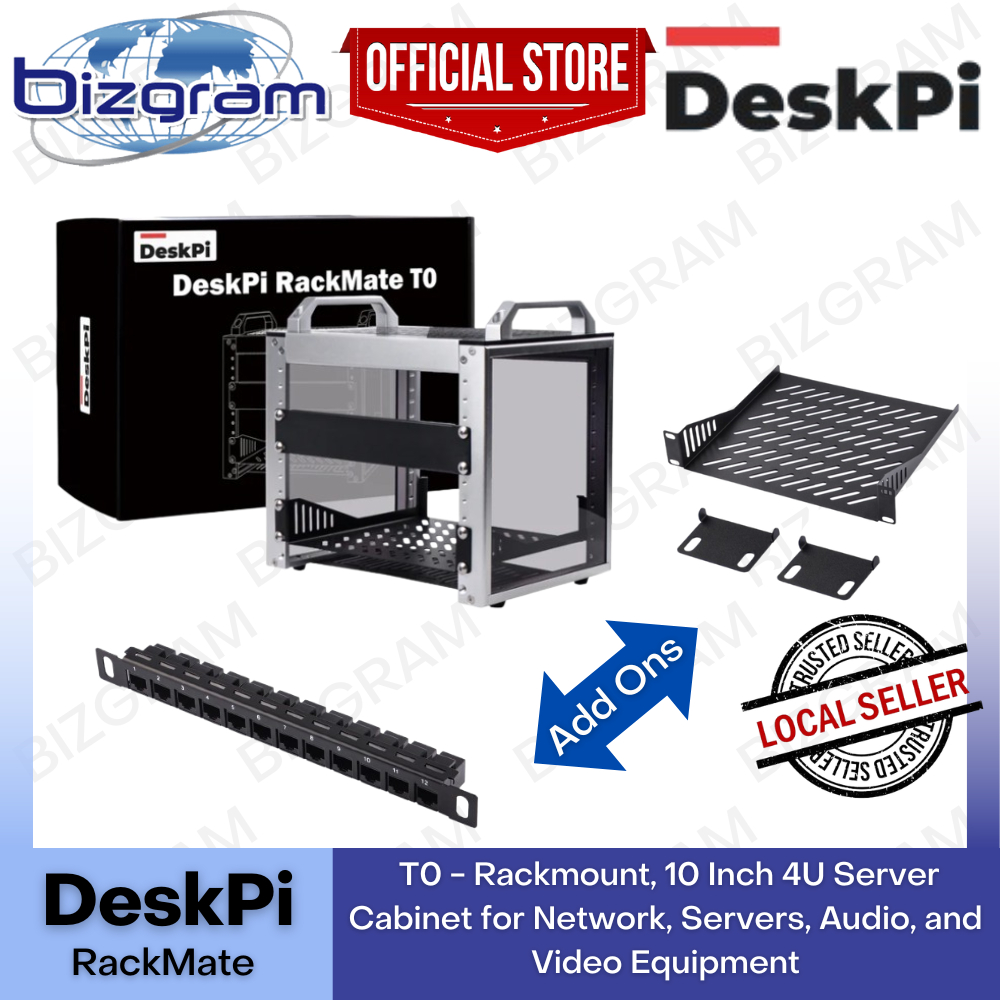 DeskPi RackMate T0 Rackmount, 10 Inch 4U Server Cabinet for Network ...