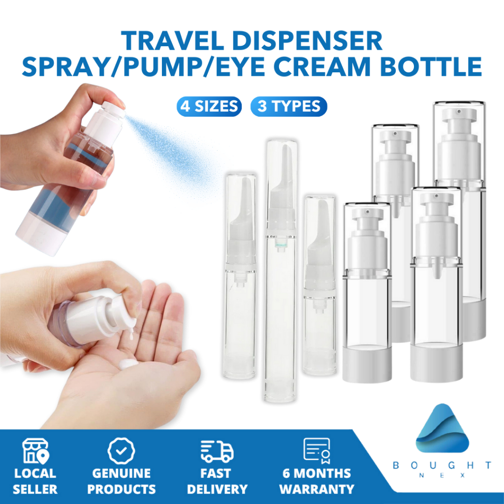 Travel Dispenser Spray, Pump, Eye Cream Bottle - Container, Refillable ...