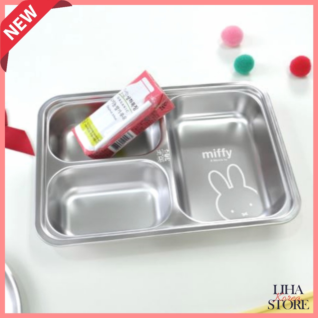 Miffy Food Tray Stainless Steel 304 3Compartment Deep Food Tray Kids ...