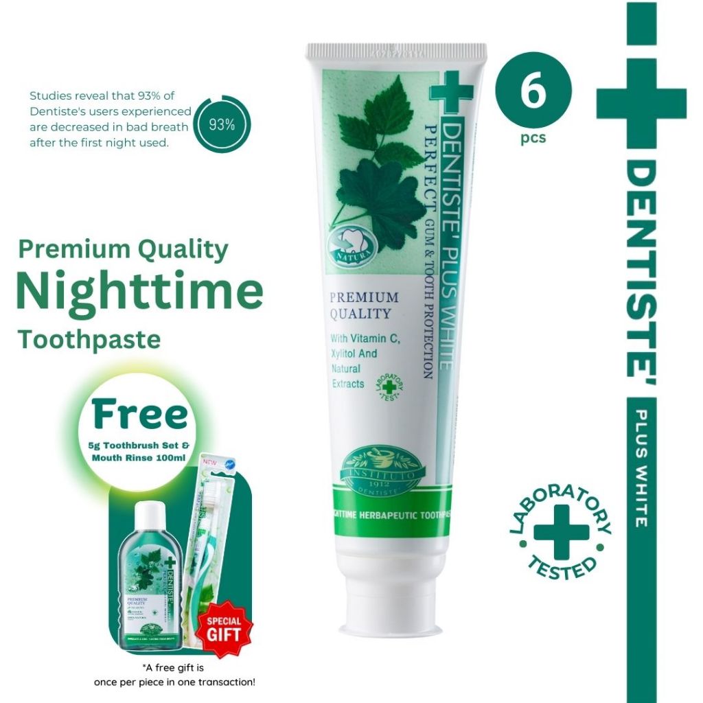 Dentiste Bundle of 6 Nighttime Toothpaste 160g+Free 100ml Mouth Rinse ...