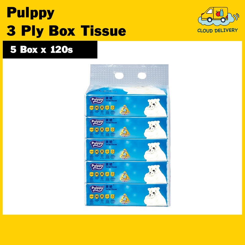 Pulppy 3 Ply Facial Tissue (5 Box x 120s) | Shopee Singapore