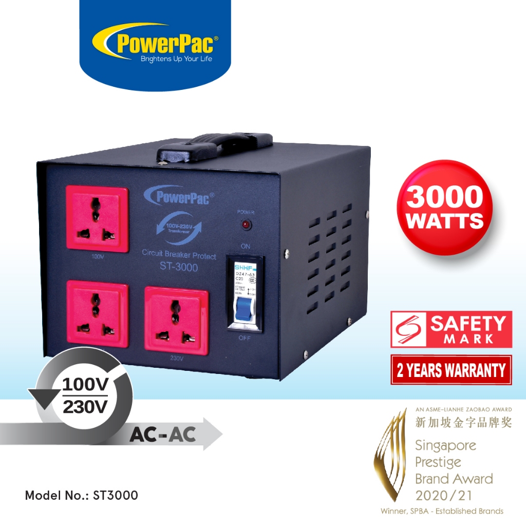 PowerPac Converter Transformer 3000W Heavy Duty Step Up & Down Voltage ...