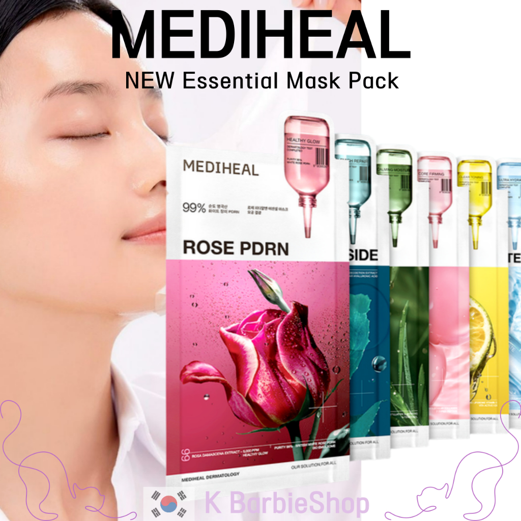 MEDIHEAL NEW Essential Mask Pack (MADECASSOSIDE, TEA TREE, HYALURONATE ...