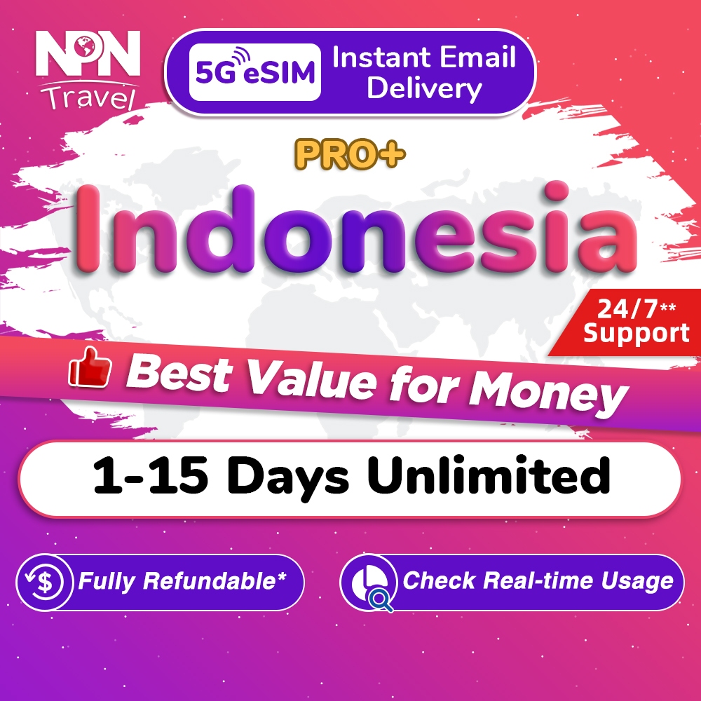 Indonesia eSIM Pro+ 5G 1-15Days Unlimited Data | Instant 24h Email Delivery | High Speed Travel ...