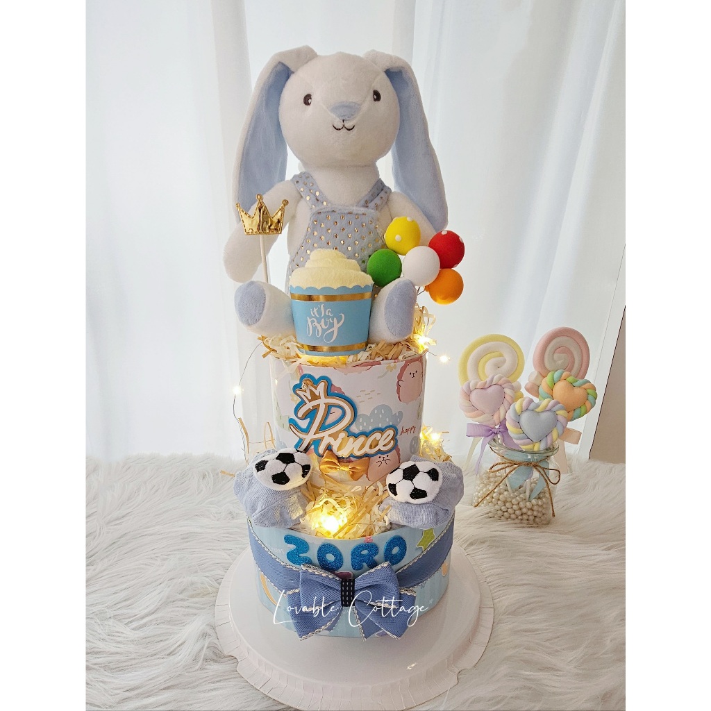 Huggy Bunny Diaper Cake Baby Hamper Diaper cake Baby Shower newborn ...