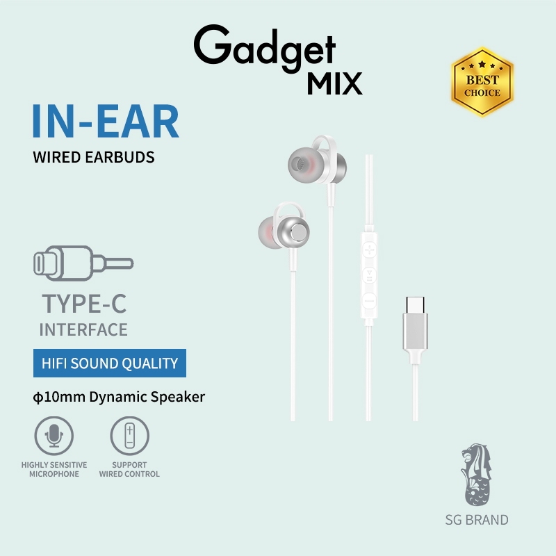 Gadget MIX Diginut E-28 Type-C In-Ear Wired Earbuds/ 360 Degree Spatial ...