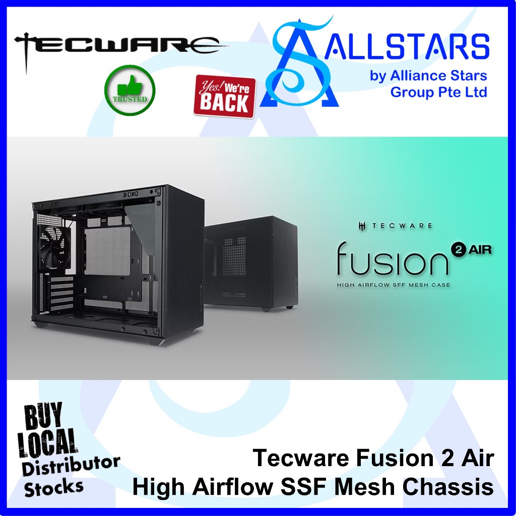 Tecware Fusion 2 Air / High Airflow SFF Mesh Chassis / MATX Case (comes ...