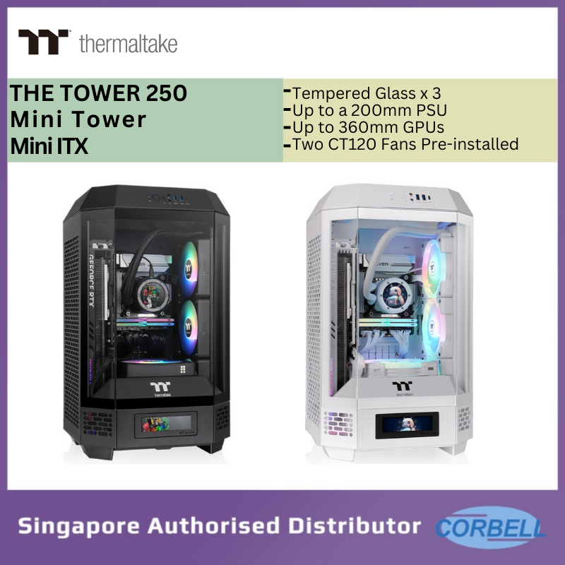 Thermaltake Tower 250 Mini Tower Chassis m-ITX tempered case 120mm x2 ...