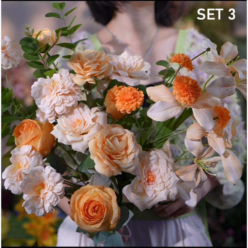【SG STOCK】Artificial Flower Faux Rose Table flower Faux Botanical Fake ...