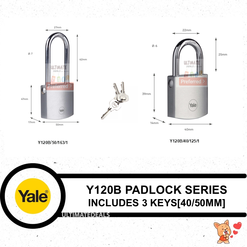 YALE Y120B Series - High Security Professional Series Padlock - 40mm ...