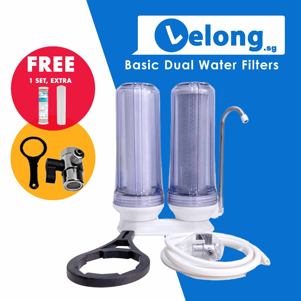 LELONG Dual Housing Chlorine Reduction Water Filter System | Counter ...