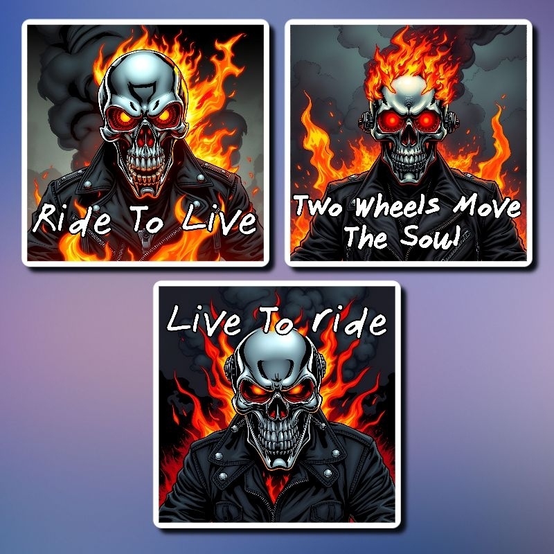 Ride To Live Skull/Biker Sticker Set A139 Custom Motorcycle/Laptop ...