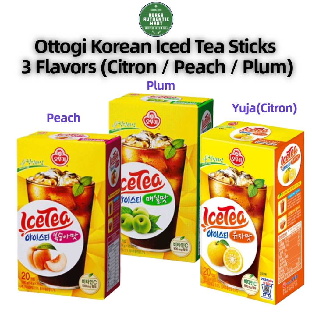 Ottogi Korean Iced Tea 20 Sticks – 3 Flavors (Yuja(Citron) / Peach ...