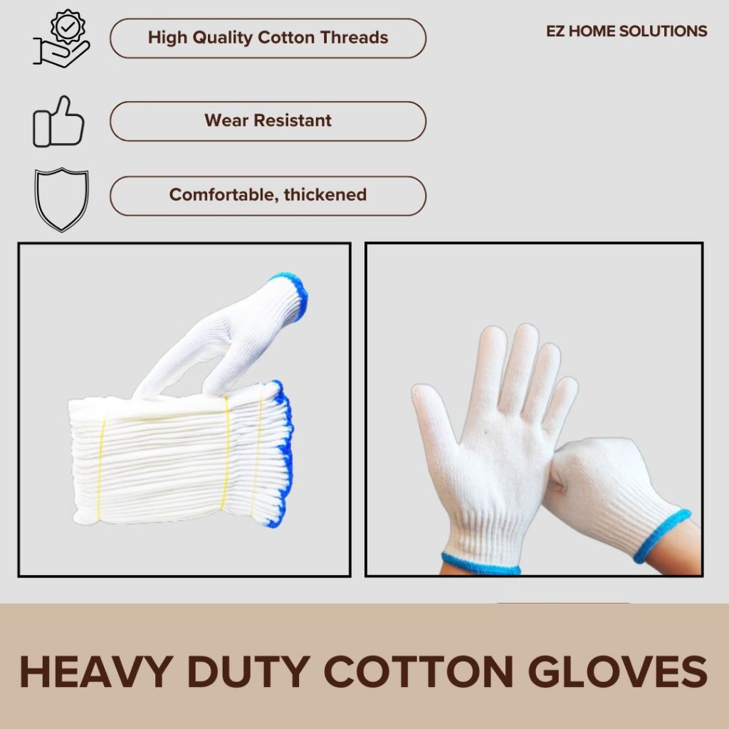 [READY STOCK] Heavy-Duty Cotton Gloves | Reusable | Safety Work Gloves ...
