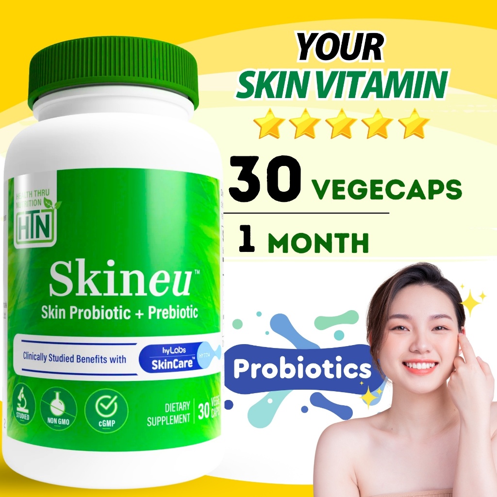 Skineu™ Skin Probiotic + Prebiotic 30 Vegecaps – Beauty Supplement with ...