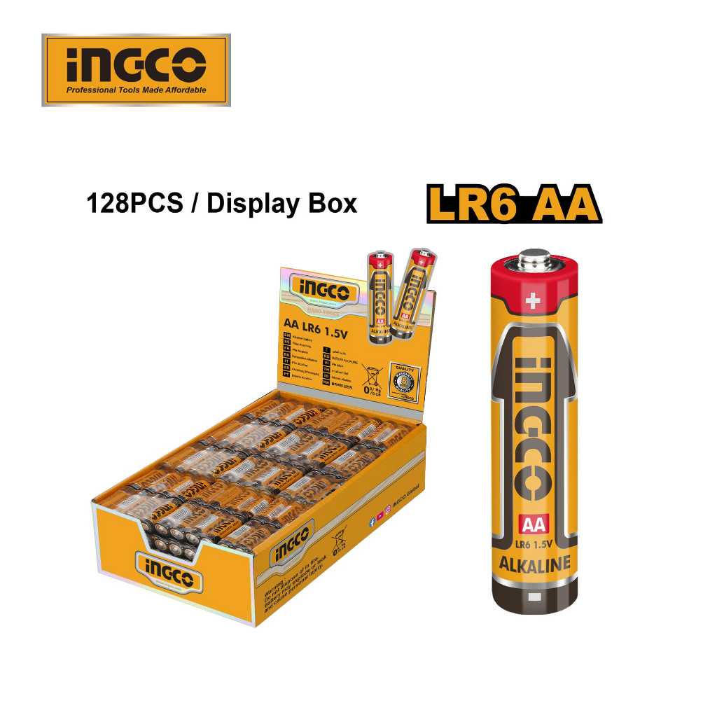 INGCO 1.5V AA/AAA Alkaline battery(4PCS/SET) | Shopee Singapore