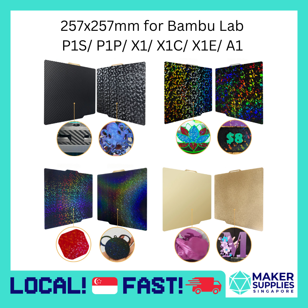 257x257mm Double Side Build Plate for Bambu Lab 3D Printer P1S, P1P, X1, X1C, X1E, A1 Spring ...