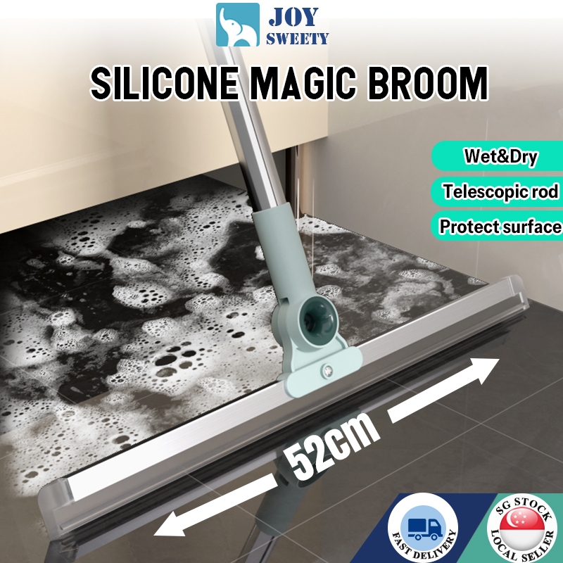 🇸🇬【SG stock】52cm Silicone Floor Scraper Extendable/Magic Broom Bathroom ...