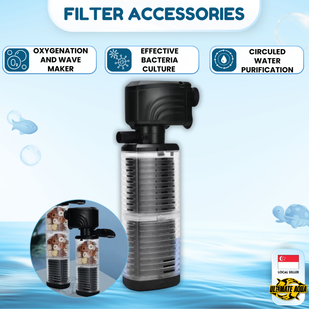 YEE Black Fish Tank Filter Three-in-one, Submersible Filter With ...