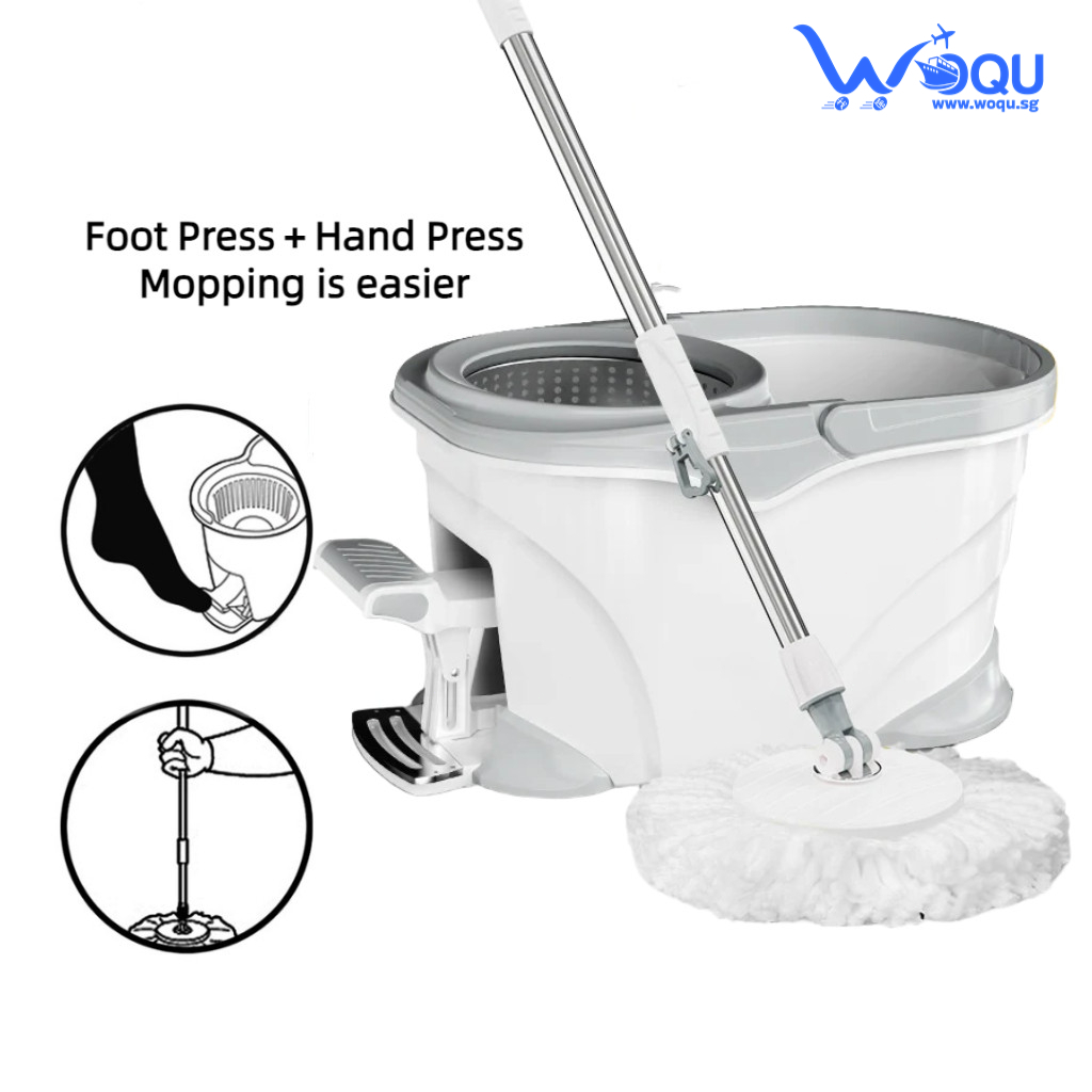 Spin Mop Clean Bucket Set Foot Pedal Upright Washing Bucket System Self ...